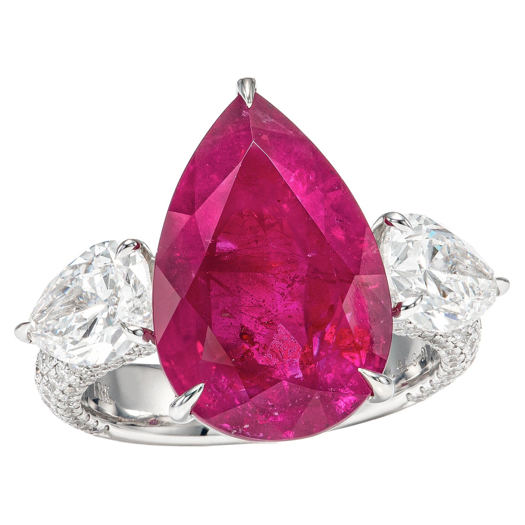Gubelin Certified 60.09 Carat Burmese Star Ruby Dome Ring in 18k White ...