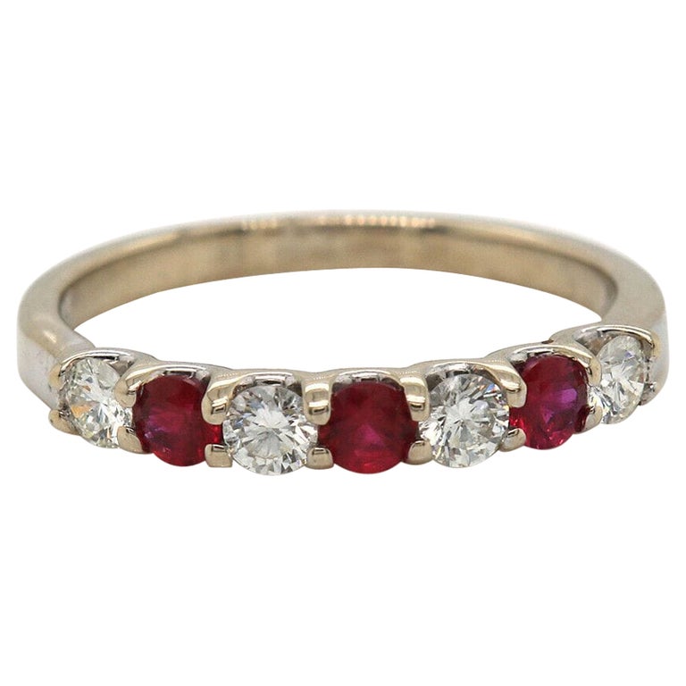 0.36ctw Ruby and 0.28ctw Diamond Alternating Band Ring in 18K White ...