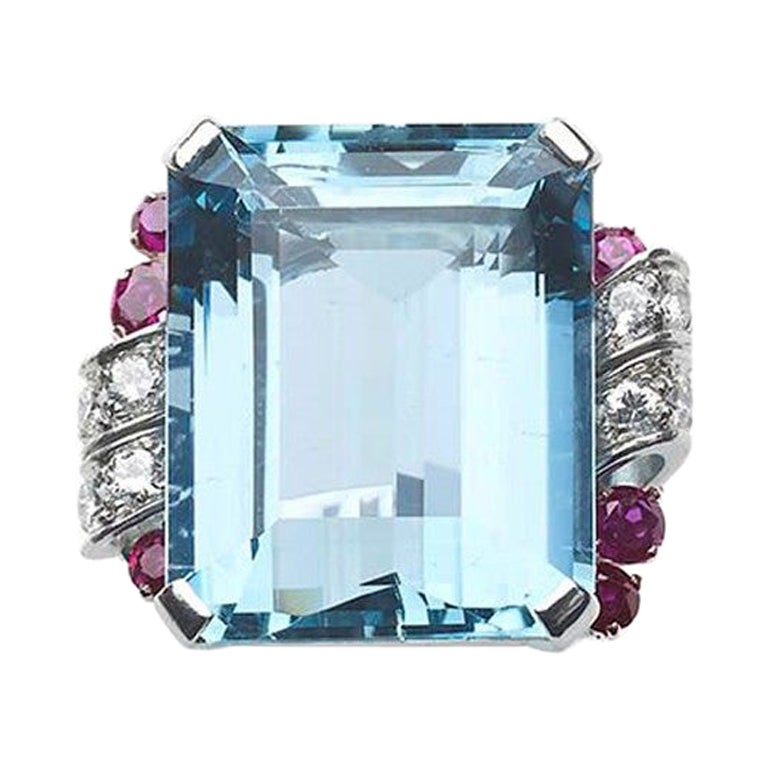 TIFFANY Aquamarine and Platinum Ring at 1stDibs