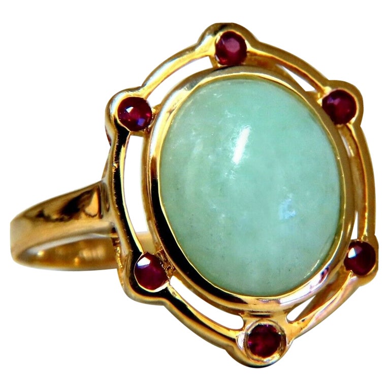 8ct. Natural Jade and Ruby Ring 14kt at 1stDibs