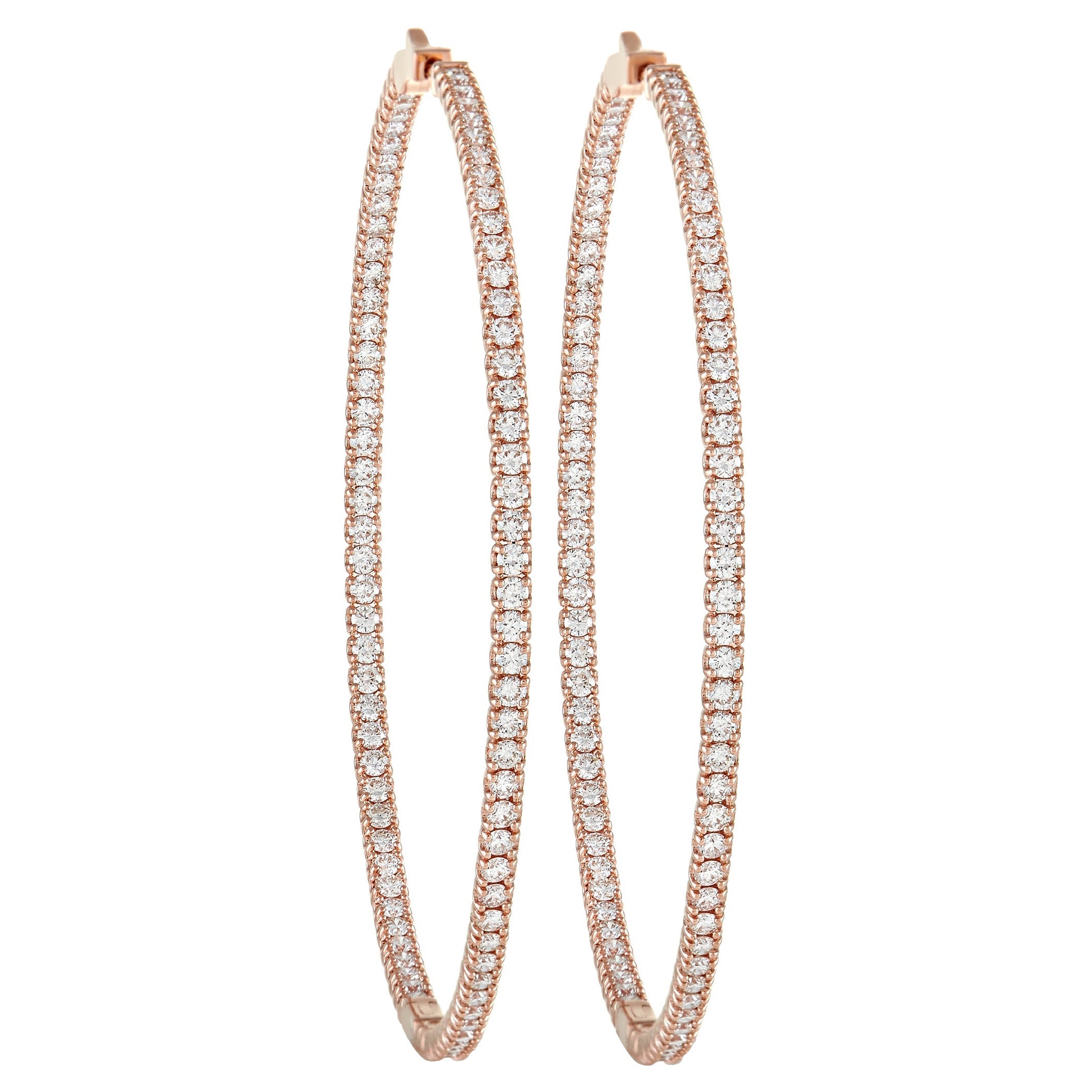 Rose Gold Diamond Hoops For Sale at 1stDibs