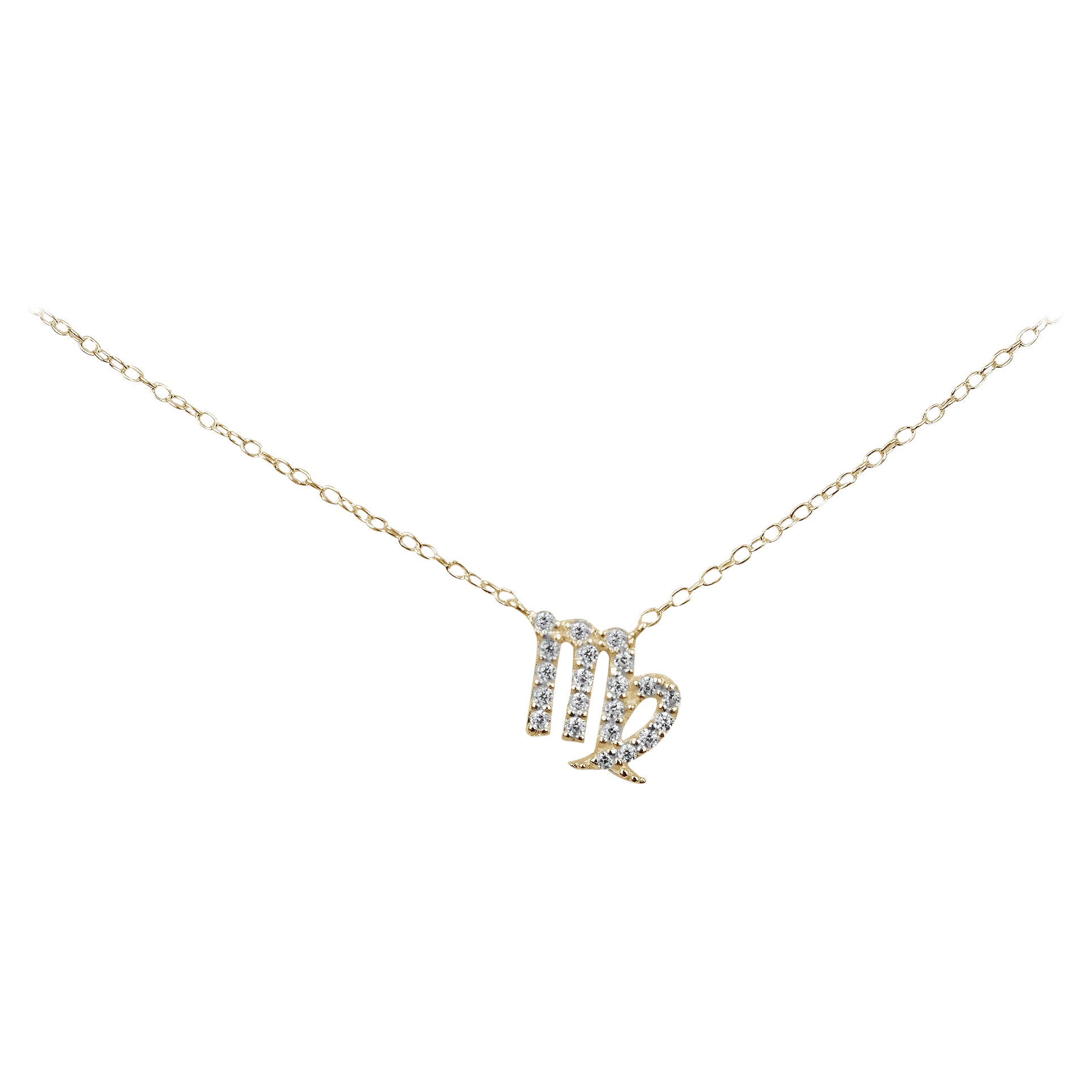Virgo Zodiac 18K Yellow Gold Charm Pendant and Singapore Rope Chain ...