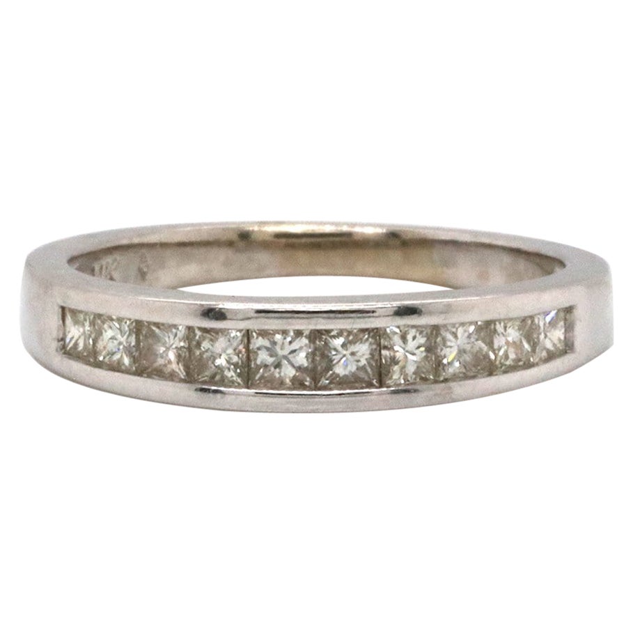 Princess Cut Diamond Channel Set Ring 14K White Gold For Sale at 1stDibs