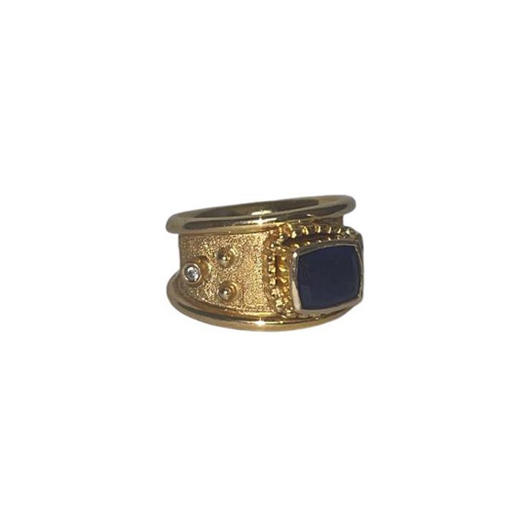 Customizable Egyptian Elixir Ring in 18k Gold with Blue Sapphire and ...