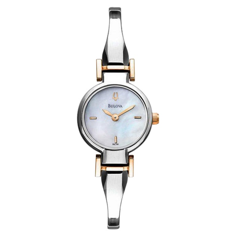 Bulova Two Tone Steel MOP Dial Quartz Ladies Bangle Watch 98L156 For ...