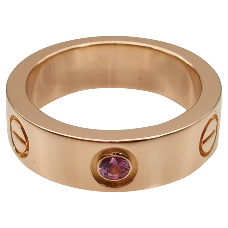 Cartier Rose Gold 1P Pink Sapphire Love Ring at 1stDibs