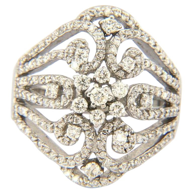 1.10ctw Effy Pave Diamond Classica Bouquet Ring in 14K White Gold For ...