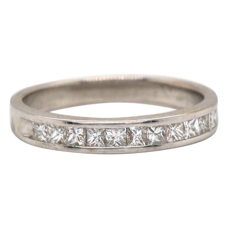 New Men's 18k White Gold 0.50ctw Burnish Set Diamond Solitaire Dome ...