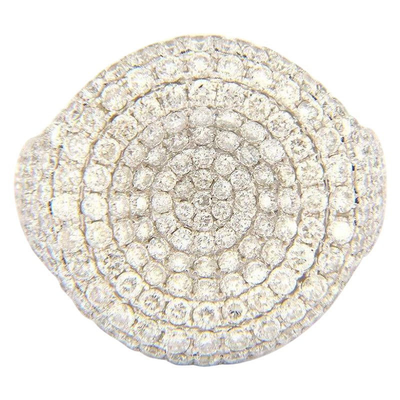 Diamond Pavé Bombe Concave Cocktail Ring, 18 Carat White Gold For Sale ...