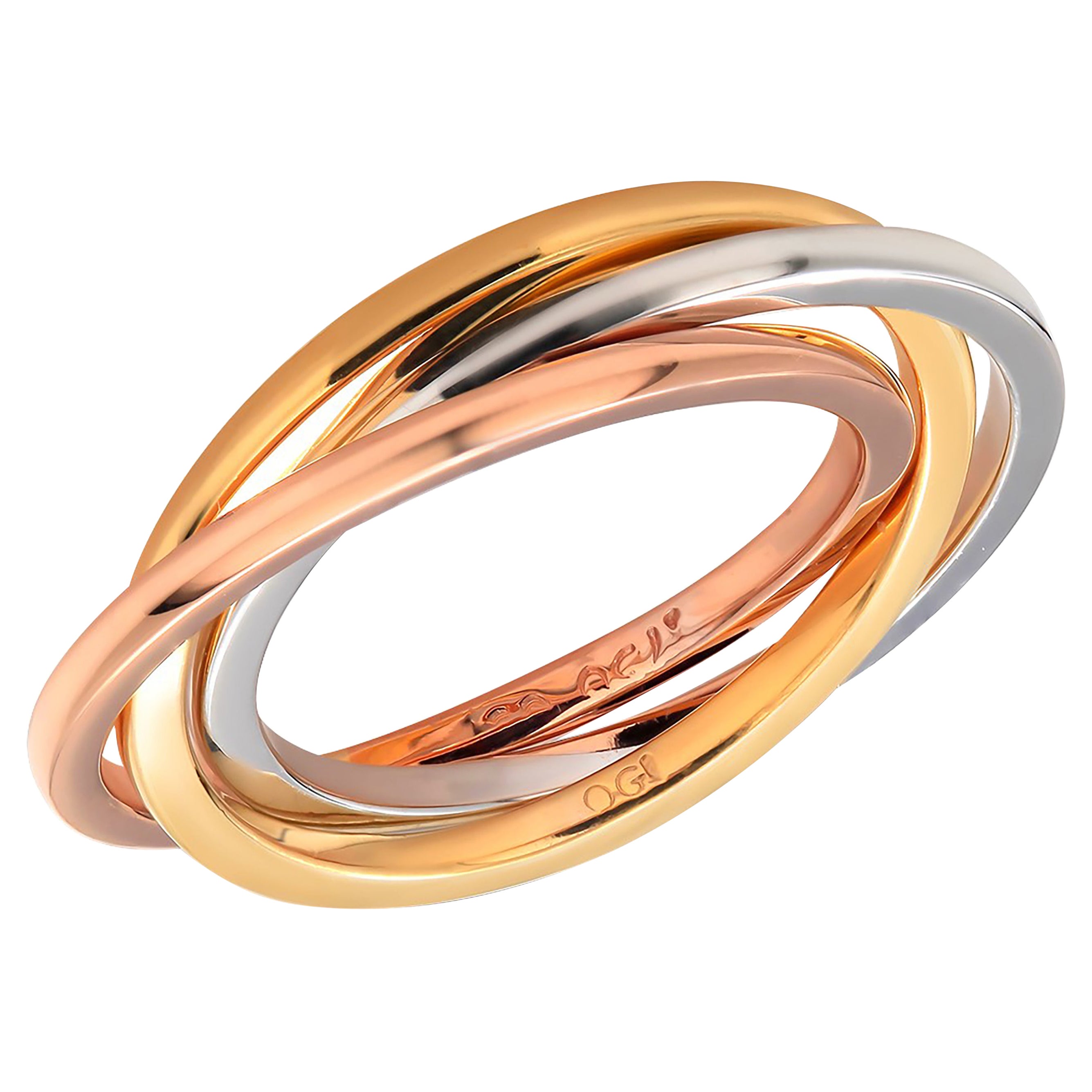 Tri-Color Diamond Three Color Gold Rolling Rings Set at 1stDibs | three ...
