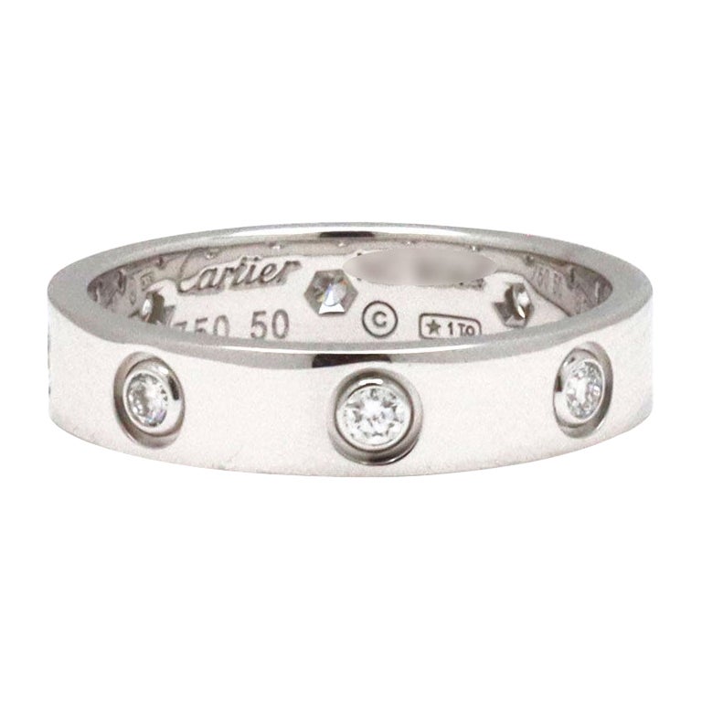 Cartier Love White Gold Diamond Wedding Band For Sale at 1stDibs