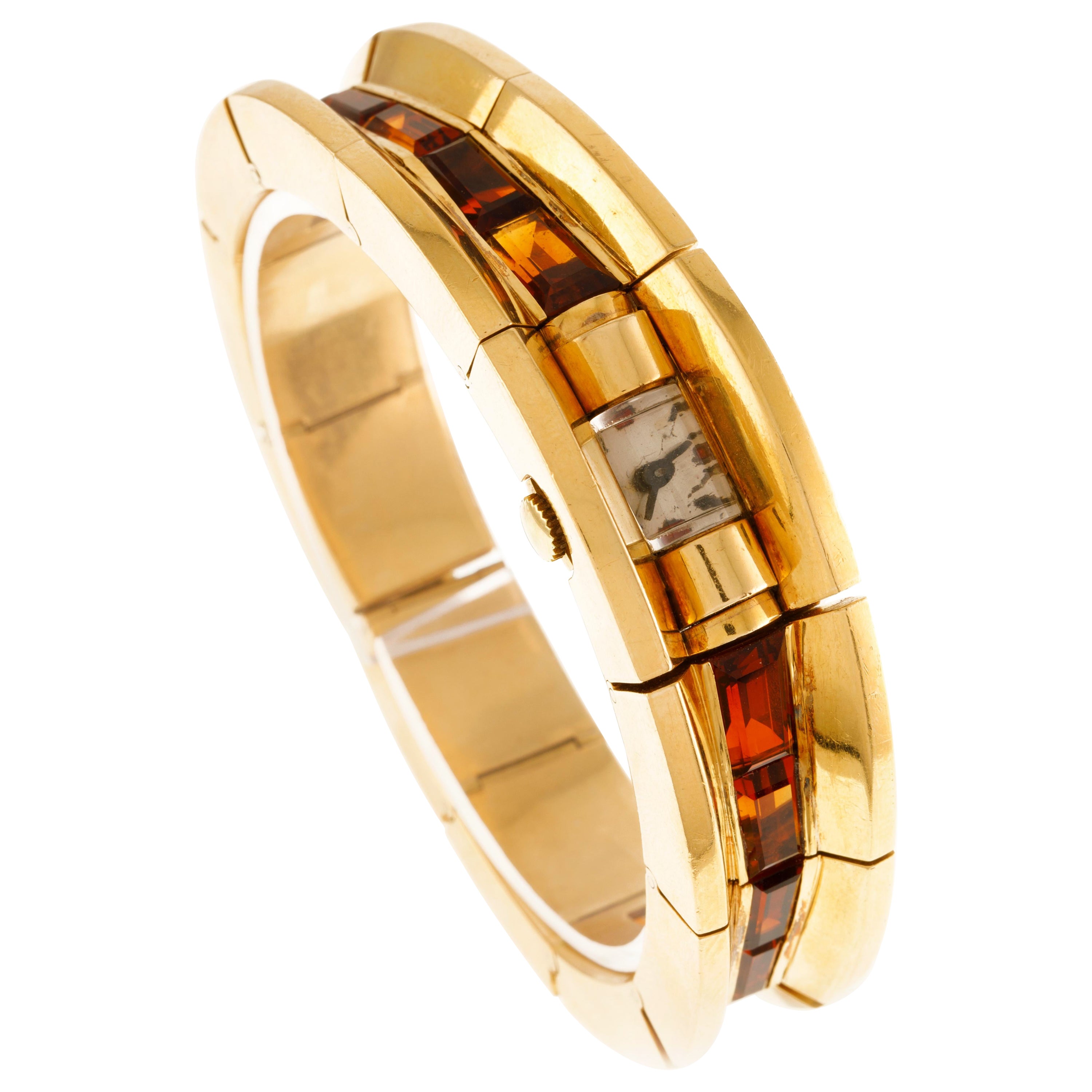 John Rubel Gold, Ruby, Diamond and Sapphire Bracelet Watch with ...