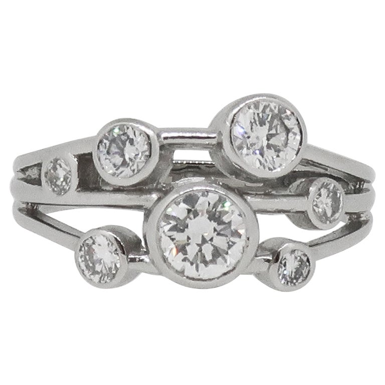 Platinum Diamond Bubble Cluster Ring at 1stDibs