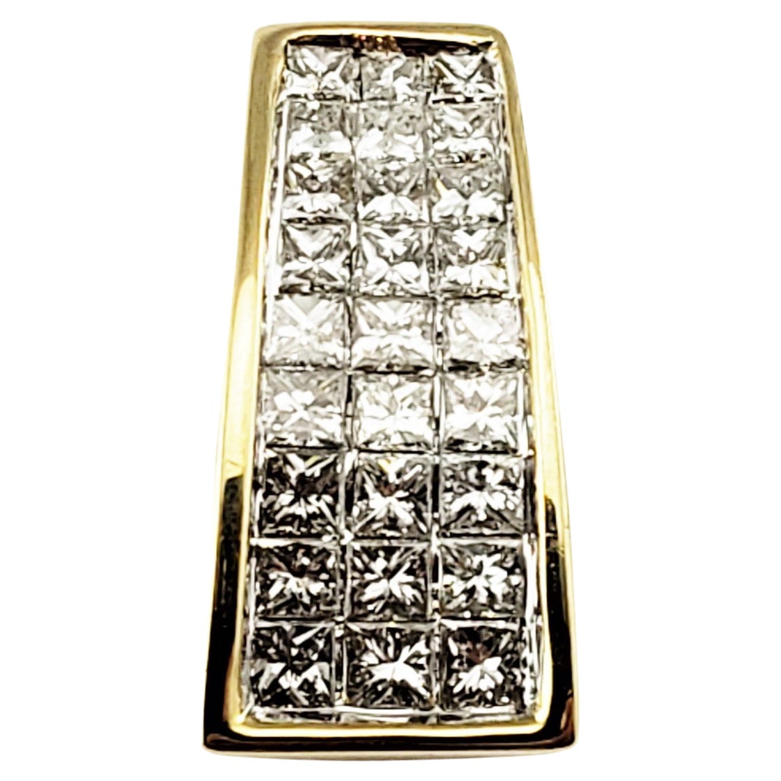 14 Karat White Gold Princess Cut Diamond Pendant For Sale at 1stDibs