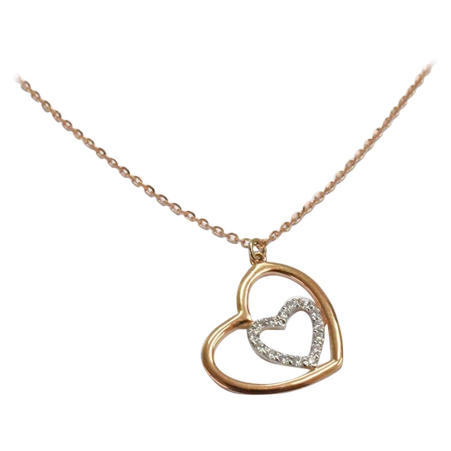 Heart Love Medallion 14 Karat Gold Charm Diamond Pendant Necklace For ...
