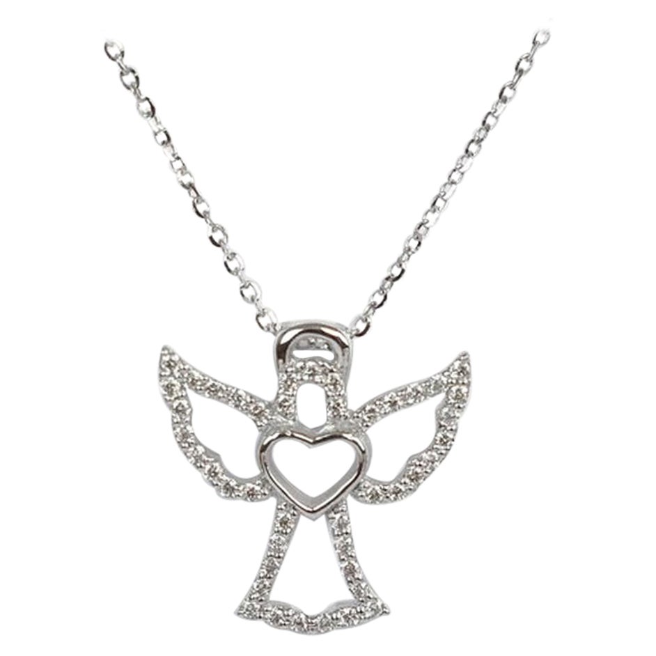 18k Gold Angel Charm Pendent Necklace with 0.05 Cwt. Diamond For Sale ...