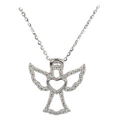 Angel Heart with Key Pendant Necklace For Sale at 1stDibs