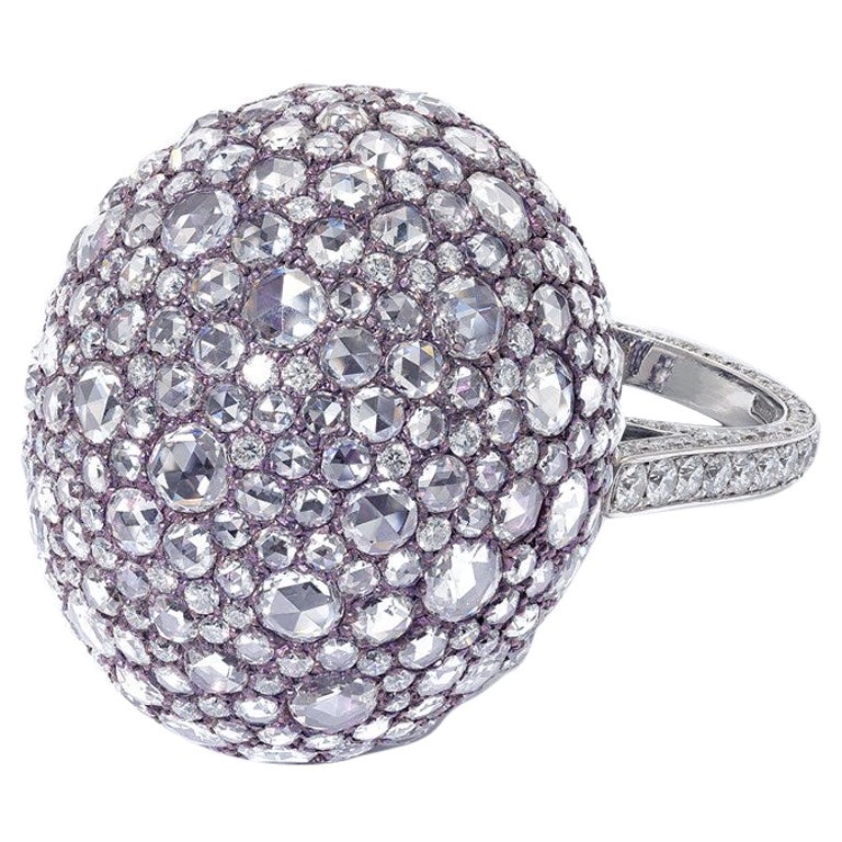 David Morris Domed Rose Cut Diamond Set and Pink Titanium Cocktail Ring ...