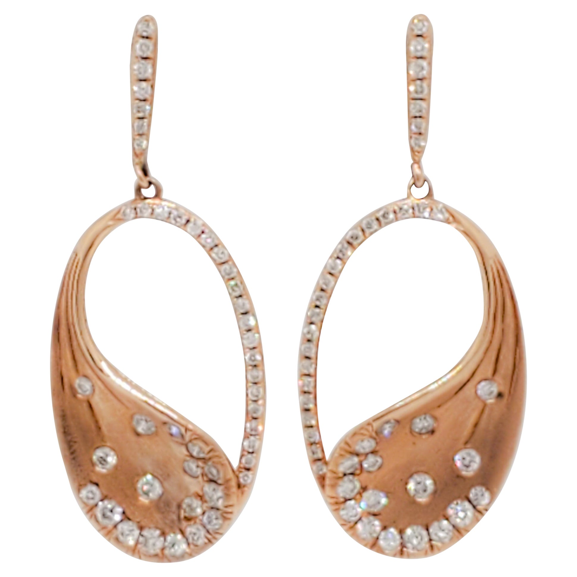 Diamond 14k Rose Gold Dangling Earrings For Sale at 1stDibs | rose gold ...
