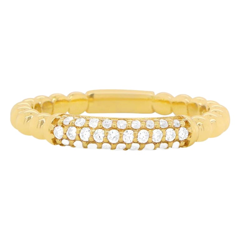 Round Diamond Ball Bead Stackable Band Ring 14K Yellow Gold Modern ...