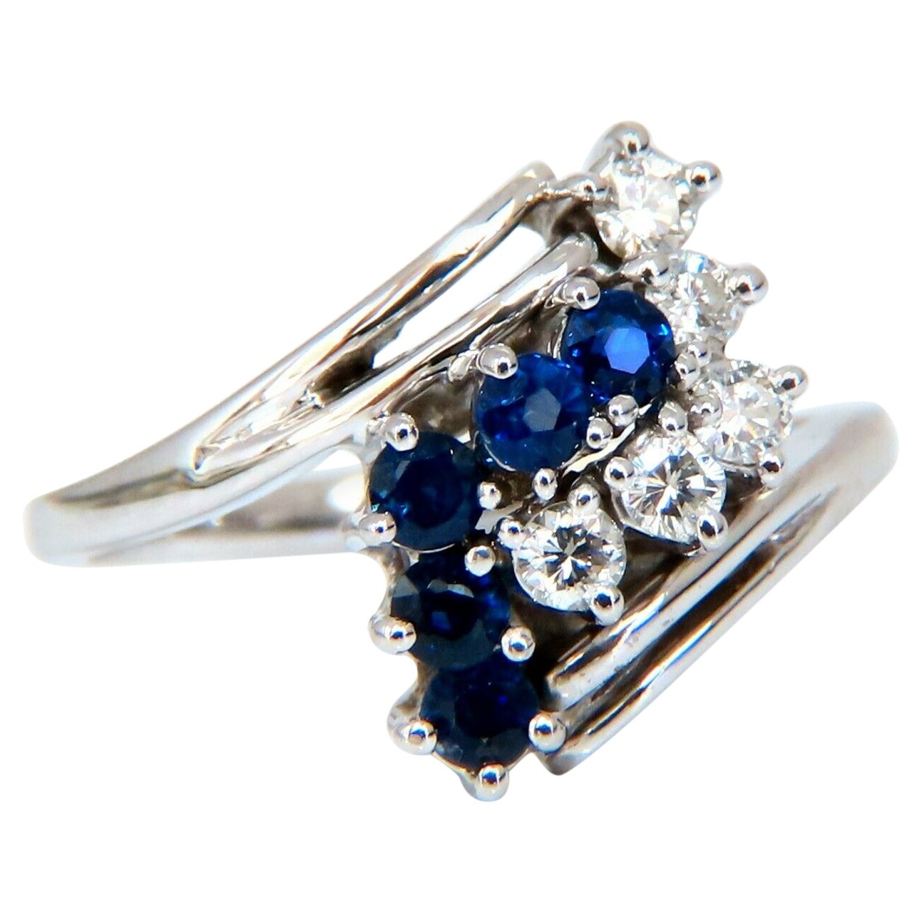 15.34Ct Natural Aquamarine Ruby Diamonds Patriot Cluster Cocktail Ring ...