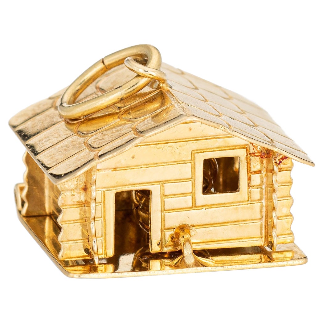 Vintage House Charm 18k Yellow Gold Cabin Opens Cooking Pot Pendant ...