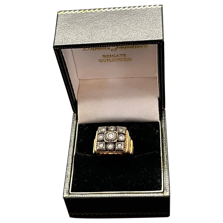 Victorian Rose Cut Diamonds Gold and Silver Mens Ring For Sale at 1stDibs