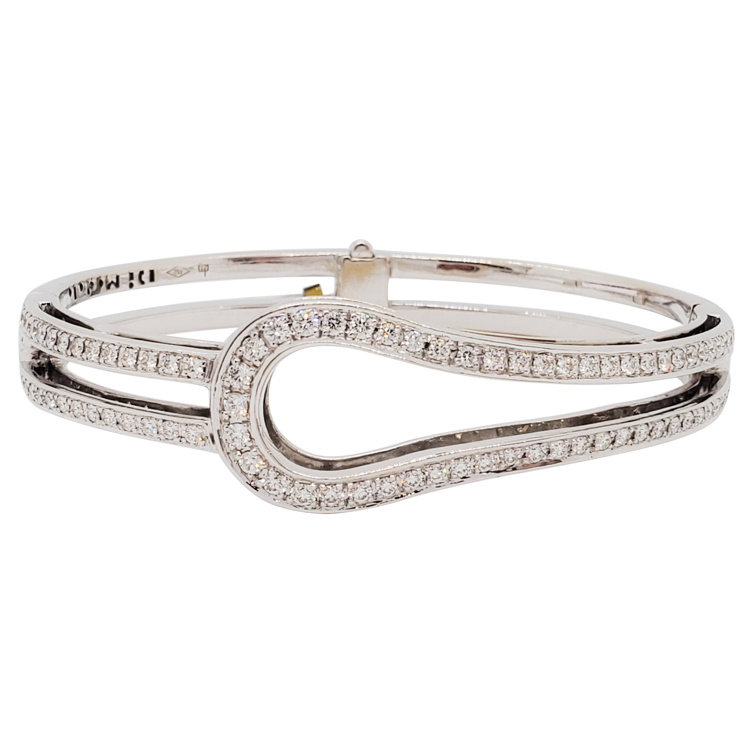 "Dancing Diamonds" Bangle in 18k White Gold with Three Circular ...
