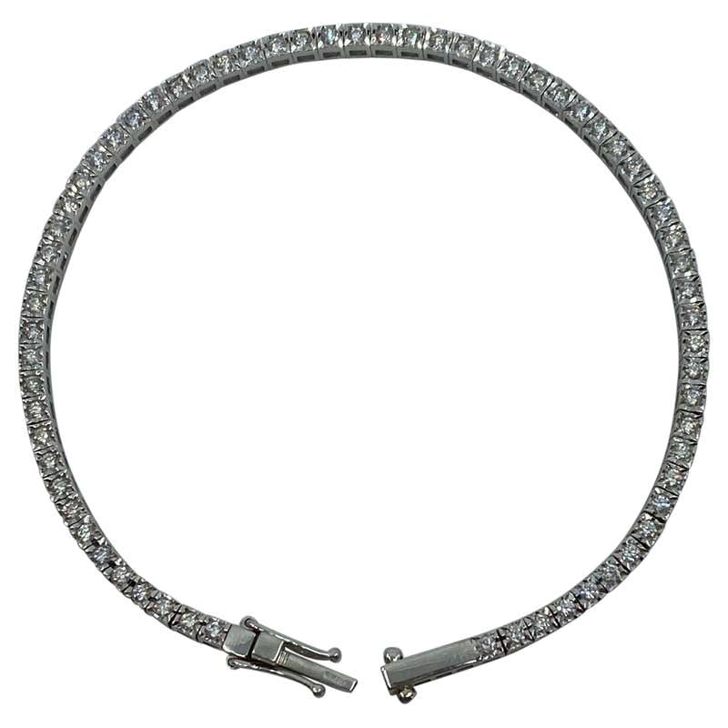 3 00 Carat Natural Diamond Tennis Bracelet G Si 14 Karat White Gold For