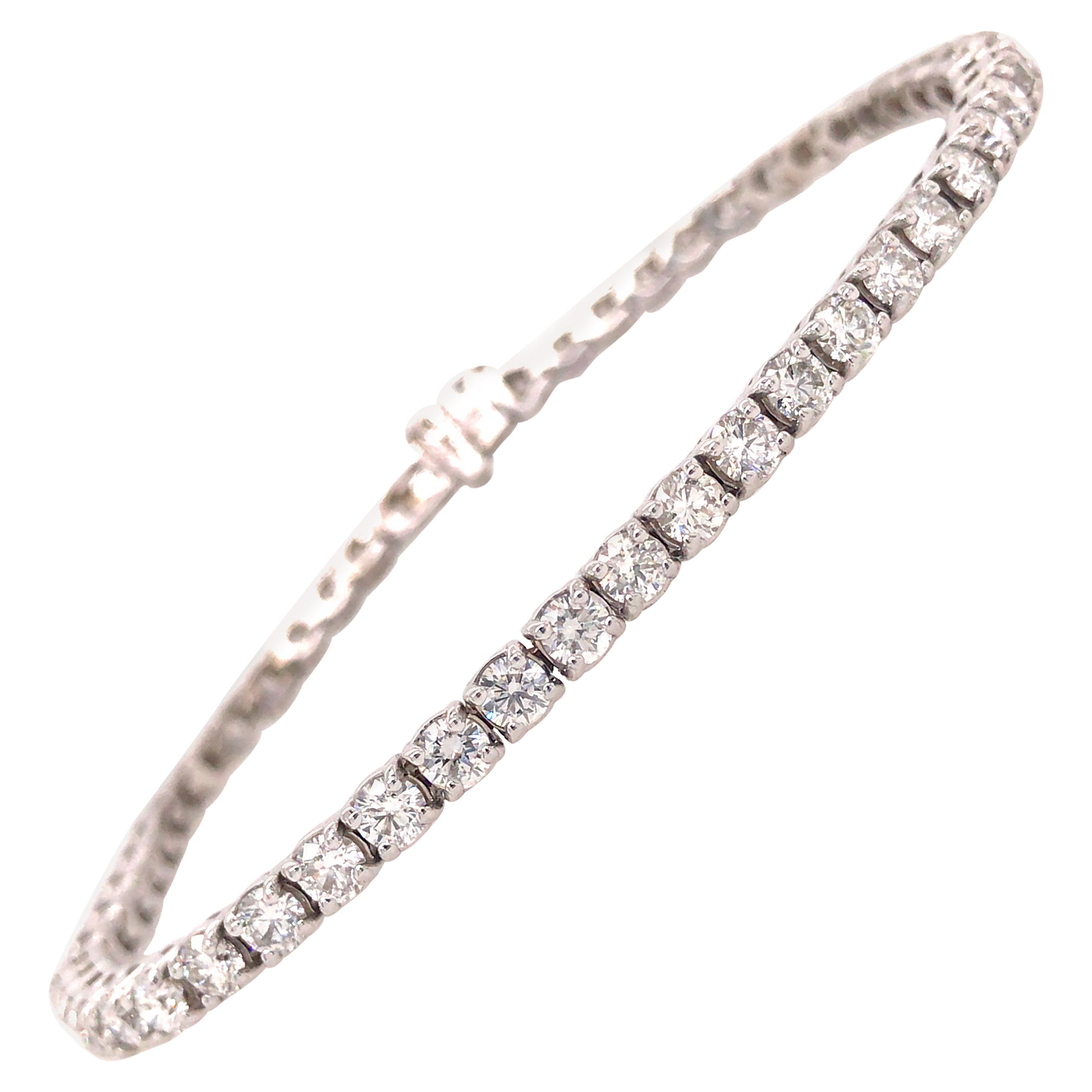 14 Karat White Gold Diamond Tennis Bracelet 3.78 Carat at 1stDibs