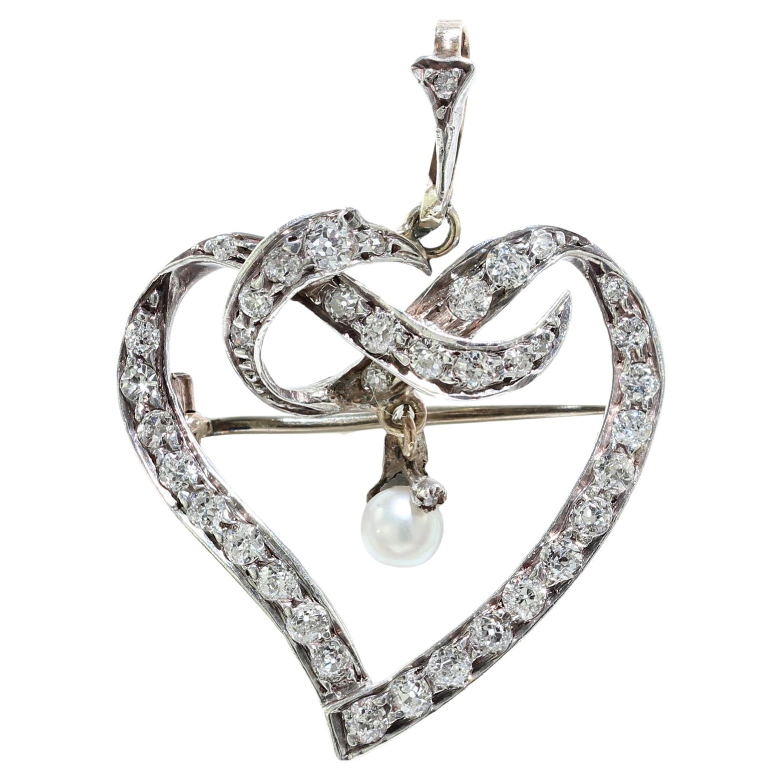 Art Deco Rectangular Gold Brooch with Diamonds and Natural Pearls For ...