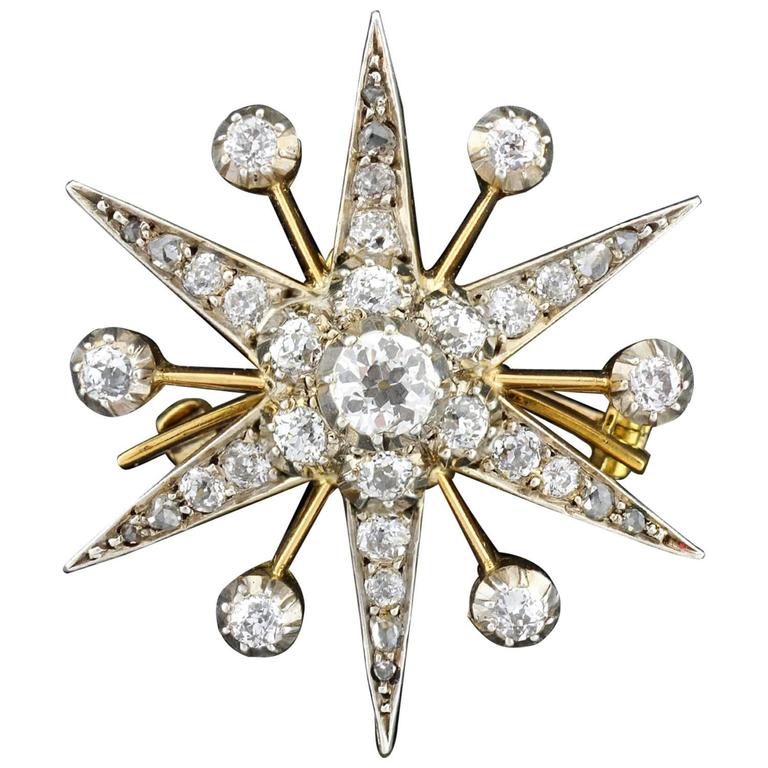 Edwardian Diamond Platinum Starburst Pin Pendant and Hair Pin at 1stDibs