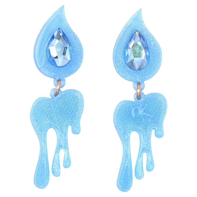 3d Printed Dripping ICE Earrings with Swarovski Crystals For Sale at ...