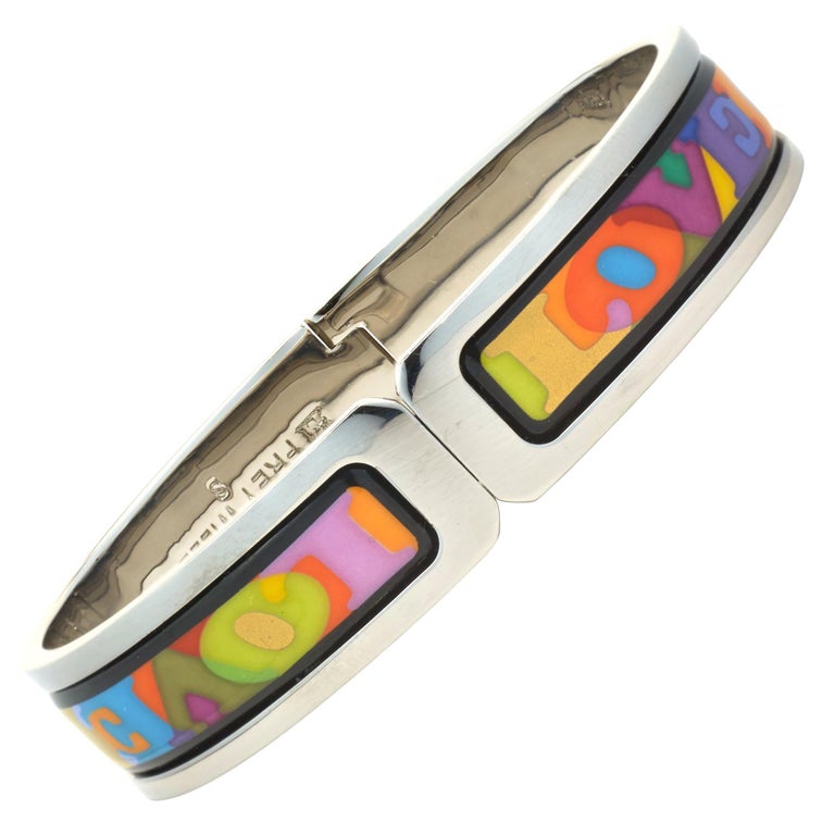 M. Frey Willie Stainless Steel Enamel Love Bangle Bracelet For Sale at ...