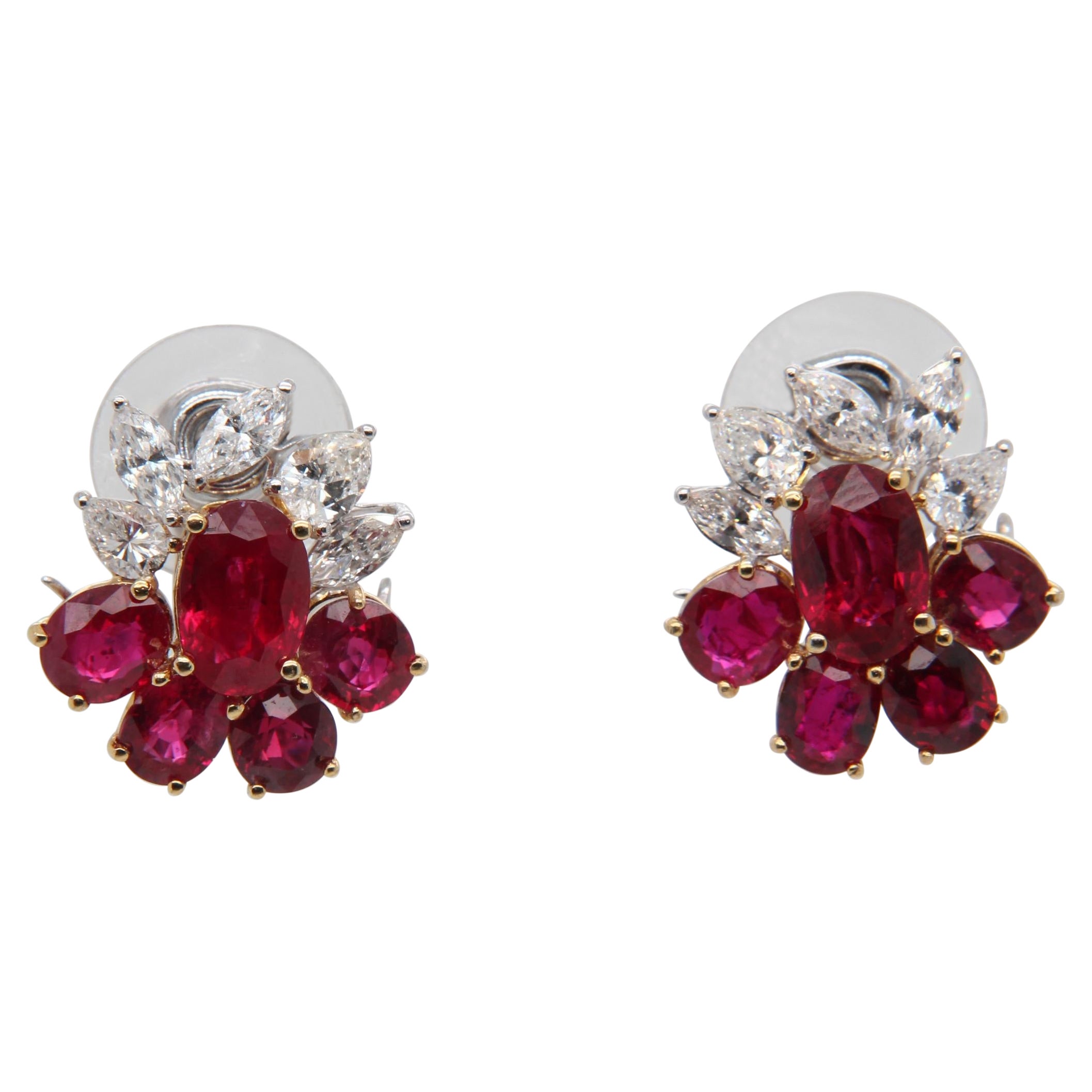 Pigeon's Blood Ruby Diamond Earrings For Sale at 1stDibs