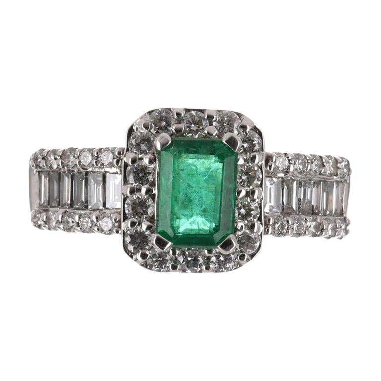 3.85 Carat Gilson Emerald Cut Emerald and Diamonds 14 Carat Rose Gold ...