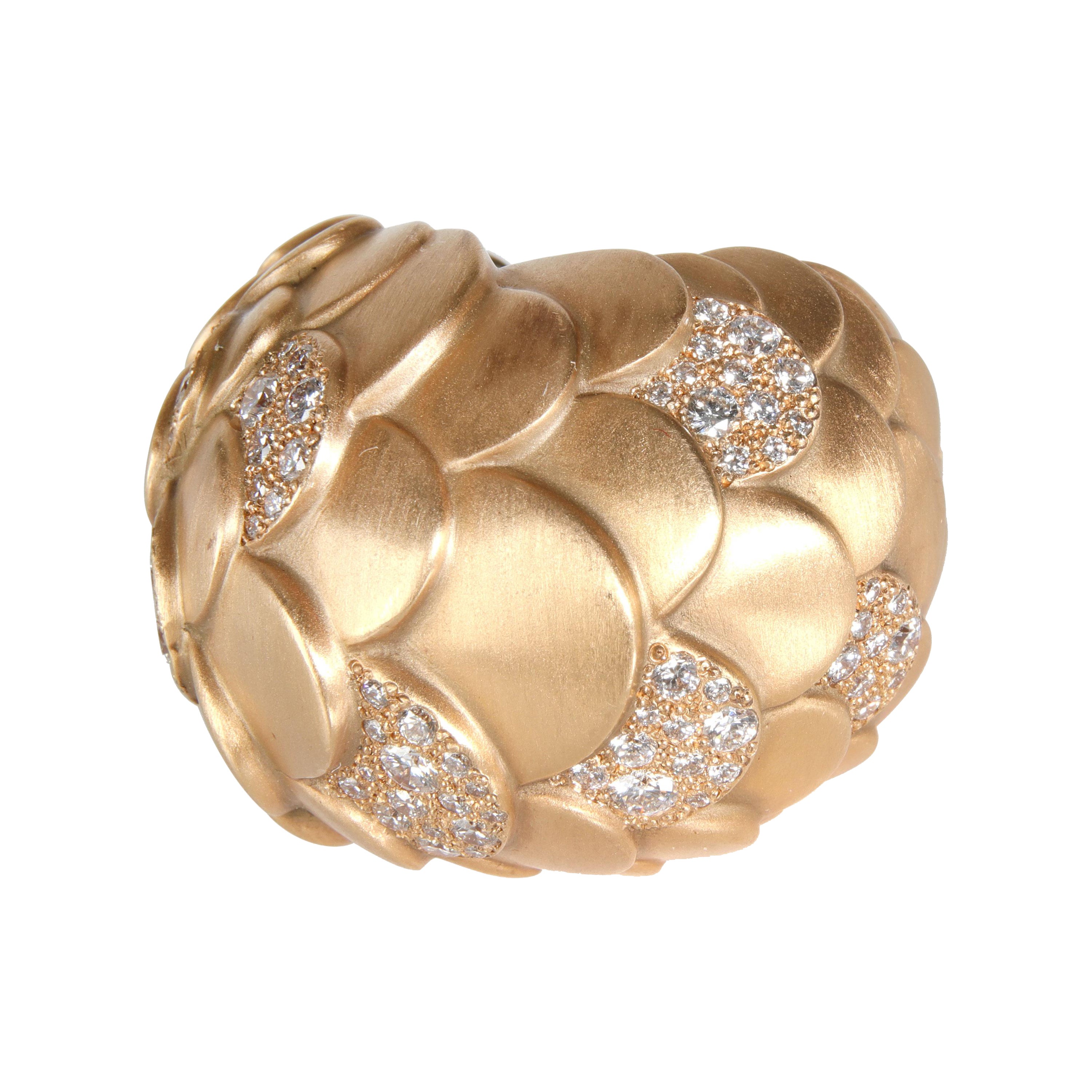 Pomellato Sirene Gold Diamond Dome Ring For Sale at 1stDibs
