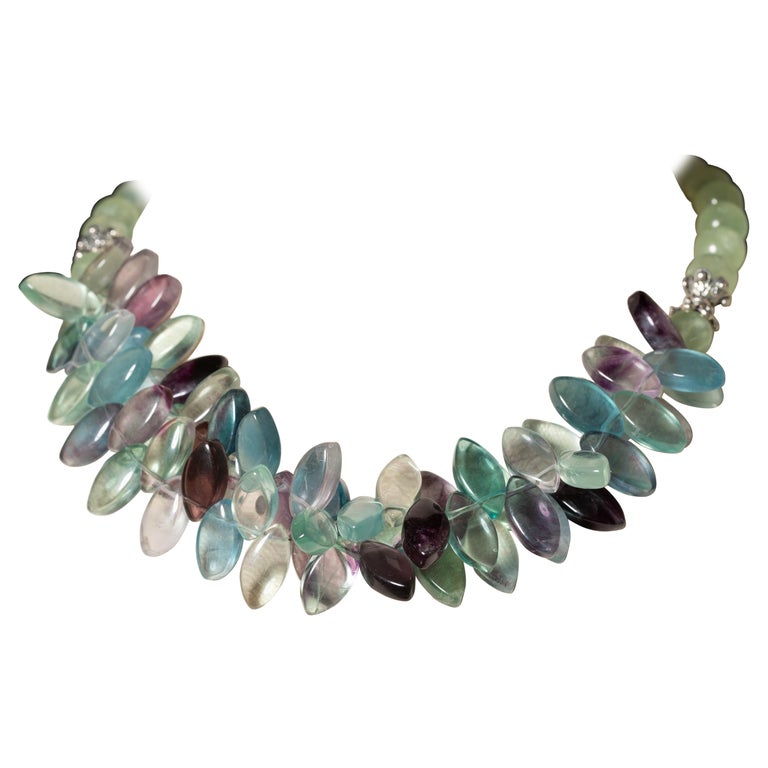 Beaded Double-Strand Necklace of Flourite and Pranite by Deborah ...