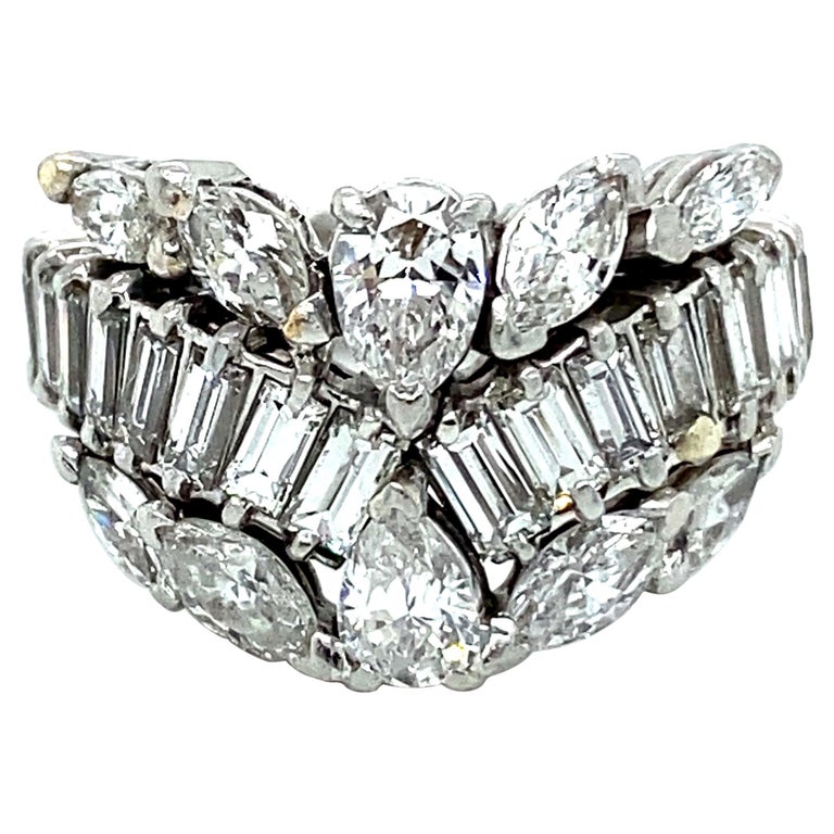 Gorgeous Vintage Diamond Tiara Cluster Eternity Ring Band in Platinum ...