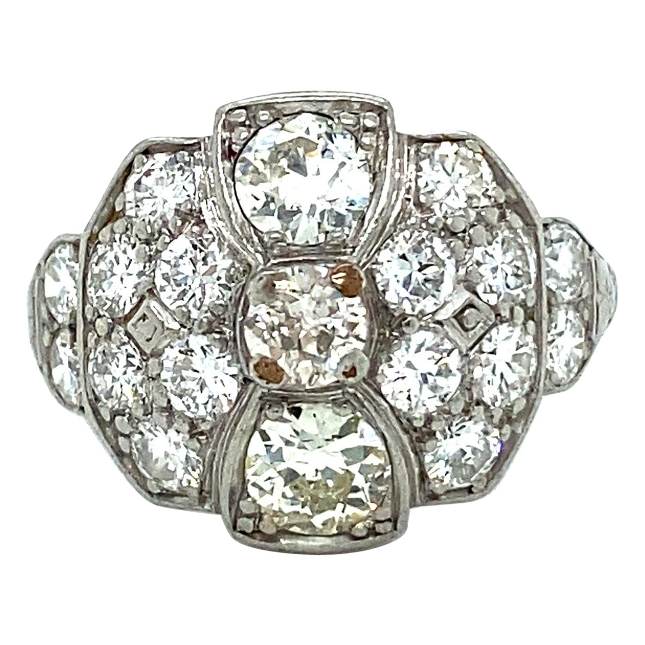 Antique Diamond Gold Platinum Cluster Ring at 1stDibs