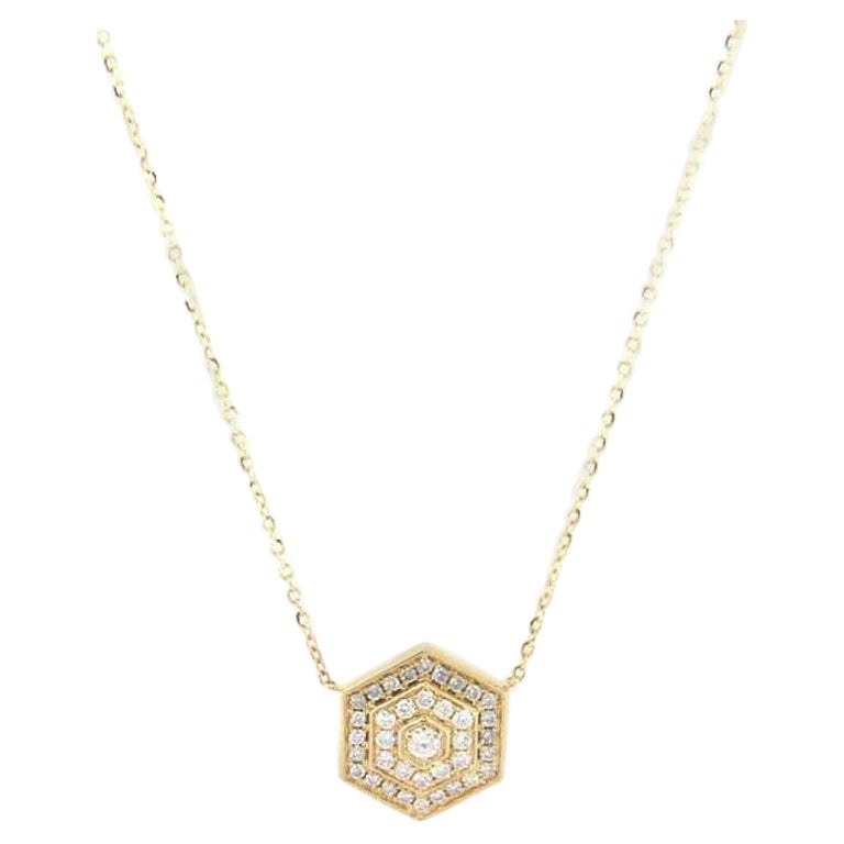 New 0.30ctw Diamond Hexagonal Pendant Necklace in 14kt Yellow Gold For ...