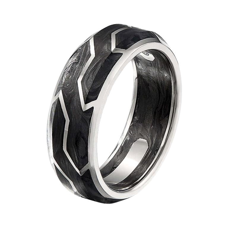 David Yurman Forged Carbon Band Ring in 18K White Gold at 1stDibs