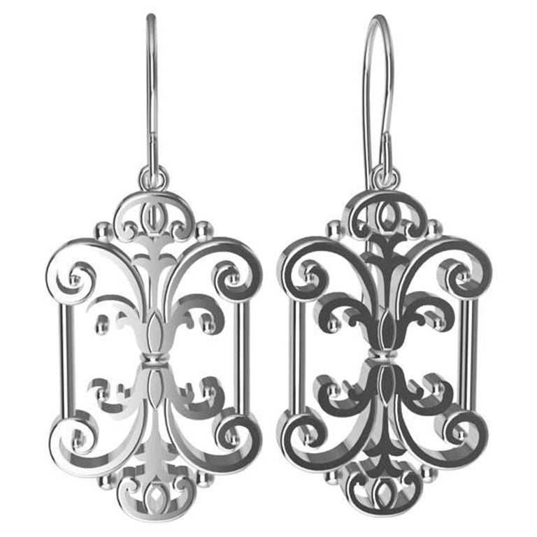 14 Karat Yellow Gold French Gate Dangle Earrings For Sale at 1stDibs