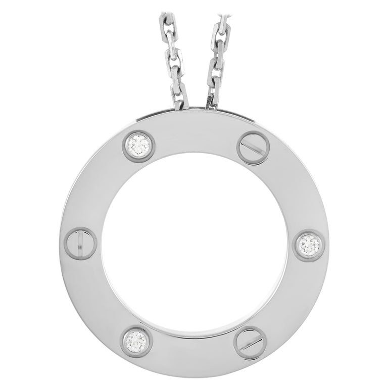 Cartier Love 18K White Gold Diamond Pendant Necklace at 1stDibs