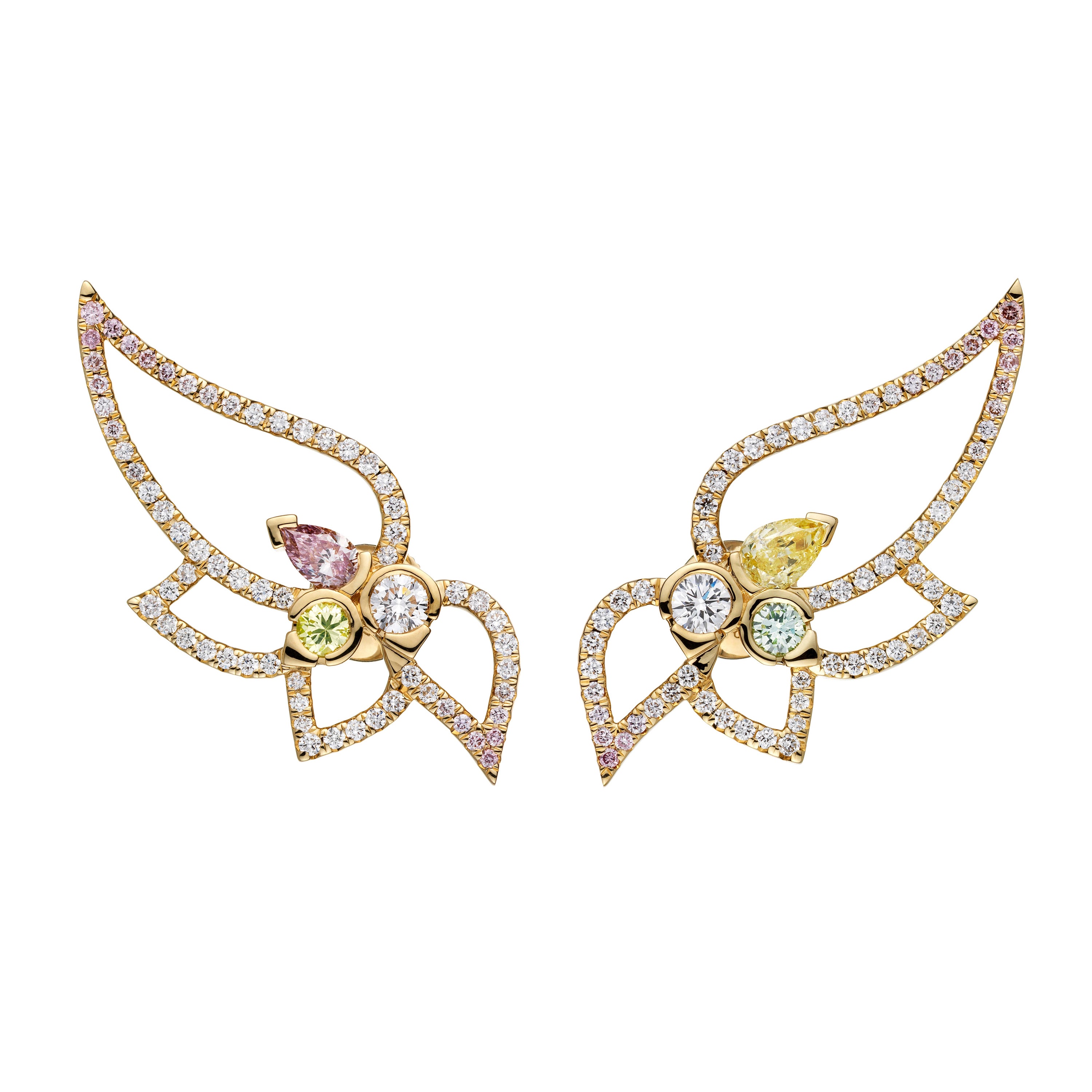 Ring in 18K Yellow Gold with White and Pastel Coloured Diamonds ...