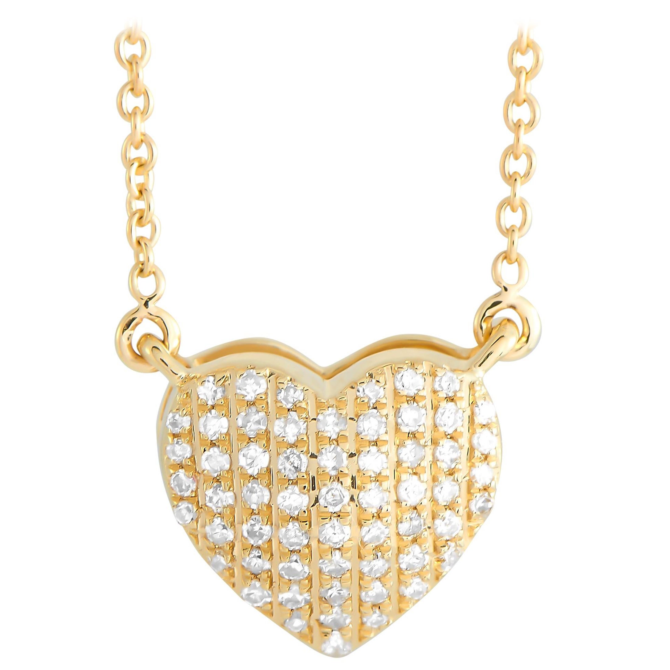 Cartier Diamond Pave Gold Heart Pendant Necklace at 1stDibs
