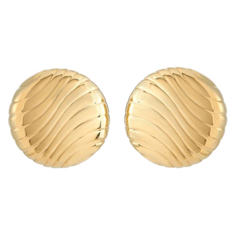 Yanes 18K Yellow Gold Round Omega Back Earrings at 1stDibs