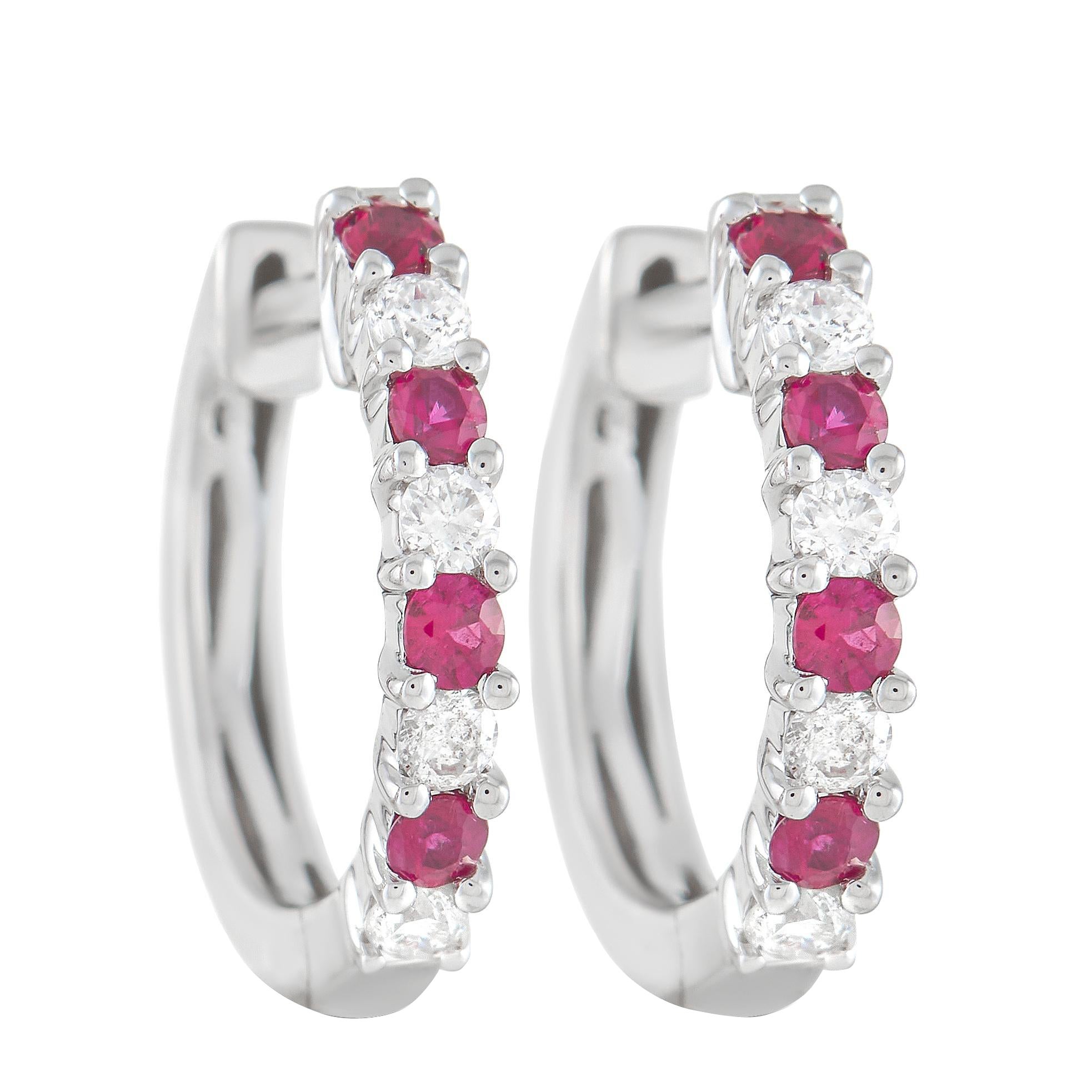 Cartier Enamel Sapphire Ruby Diamond Gold Hoop Earrings at 1stDibs