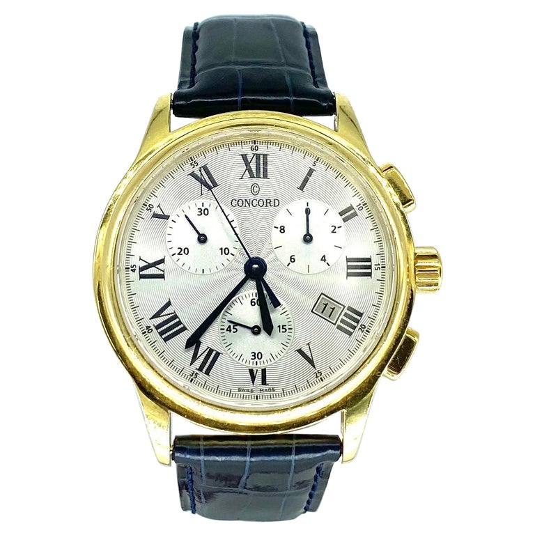 Concord 18k Solid Gold 43.5mm Chronograph Wristwatch at 1stDibs