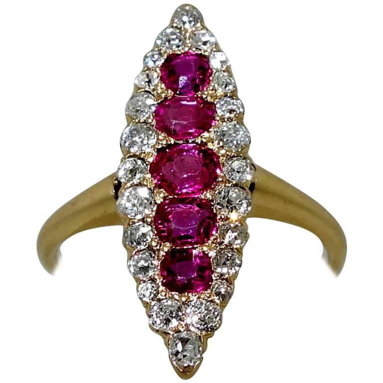 Antique Ruby Diamond Gold Ring at 1stDibs